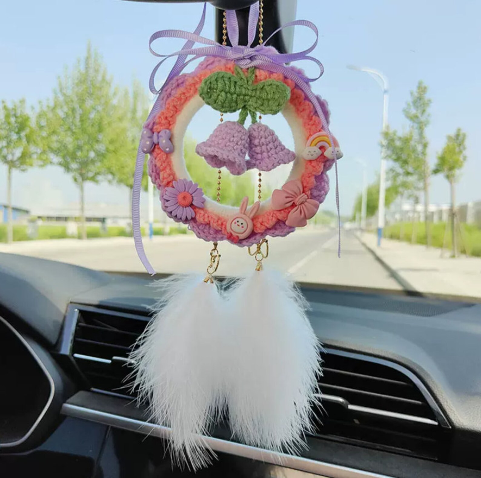 Cute Lily of the Valley Crochet Car Charm Handmade Car Rear - Etsy