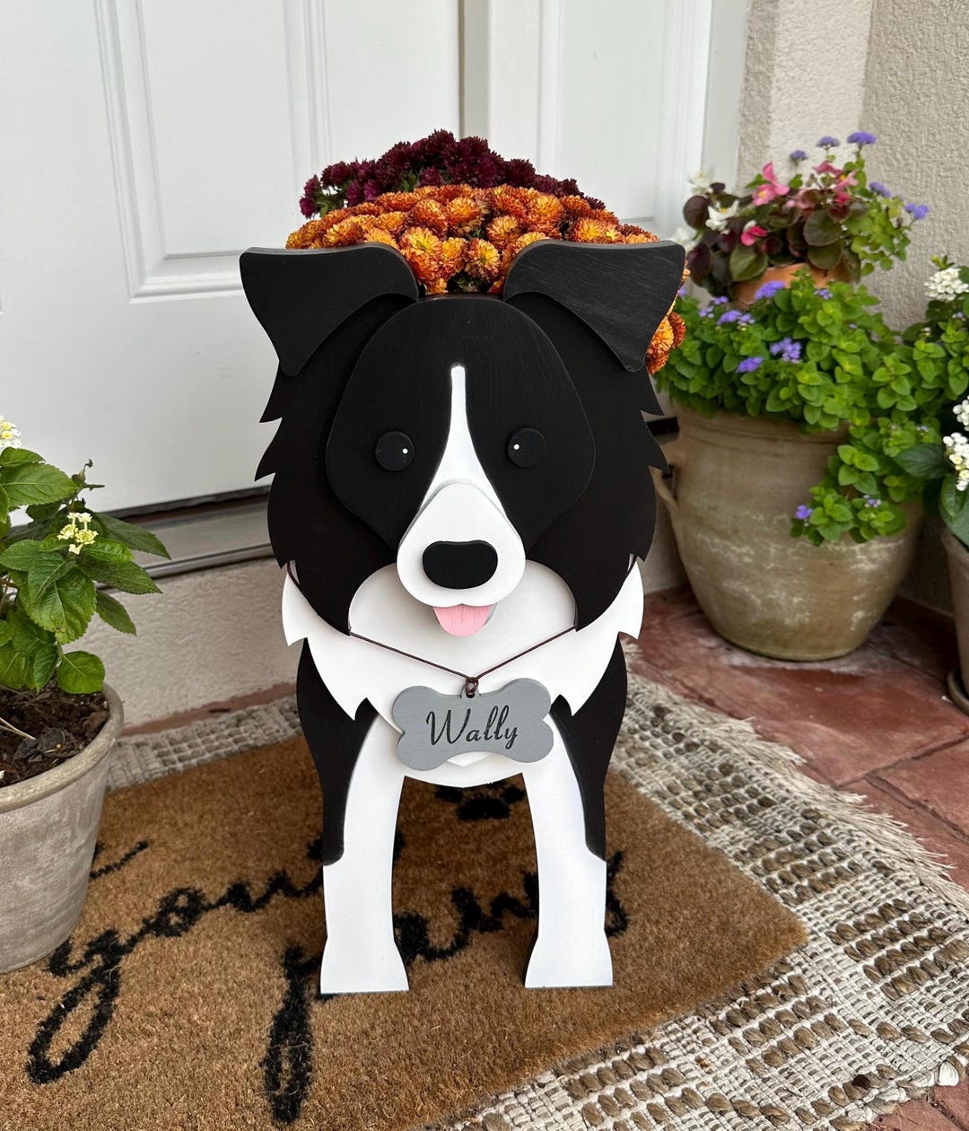 Custom Border Collie Wooden Flower Planter Box Gift Dog Planter - Etsy