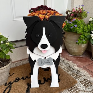 Custom Border Collie Wooden Flower Planter Box Gift Dog Planter - Etsy