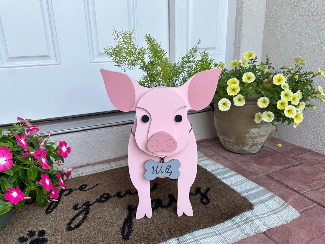 Pig Flower Planter Box: Farm Animal Decor, Made in West Virginia - Etsy