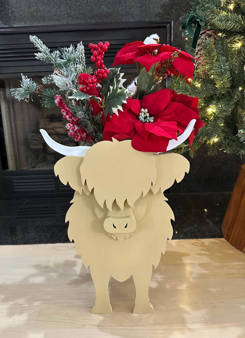 Custom Highland Cow Flower Planter Box Made in West Virginia - Etsy
