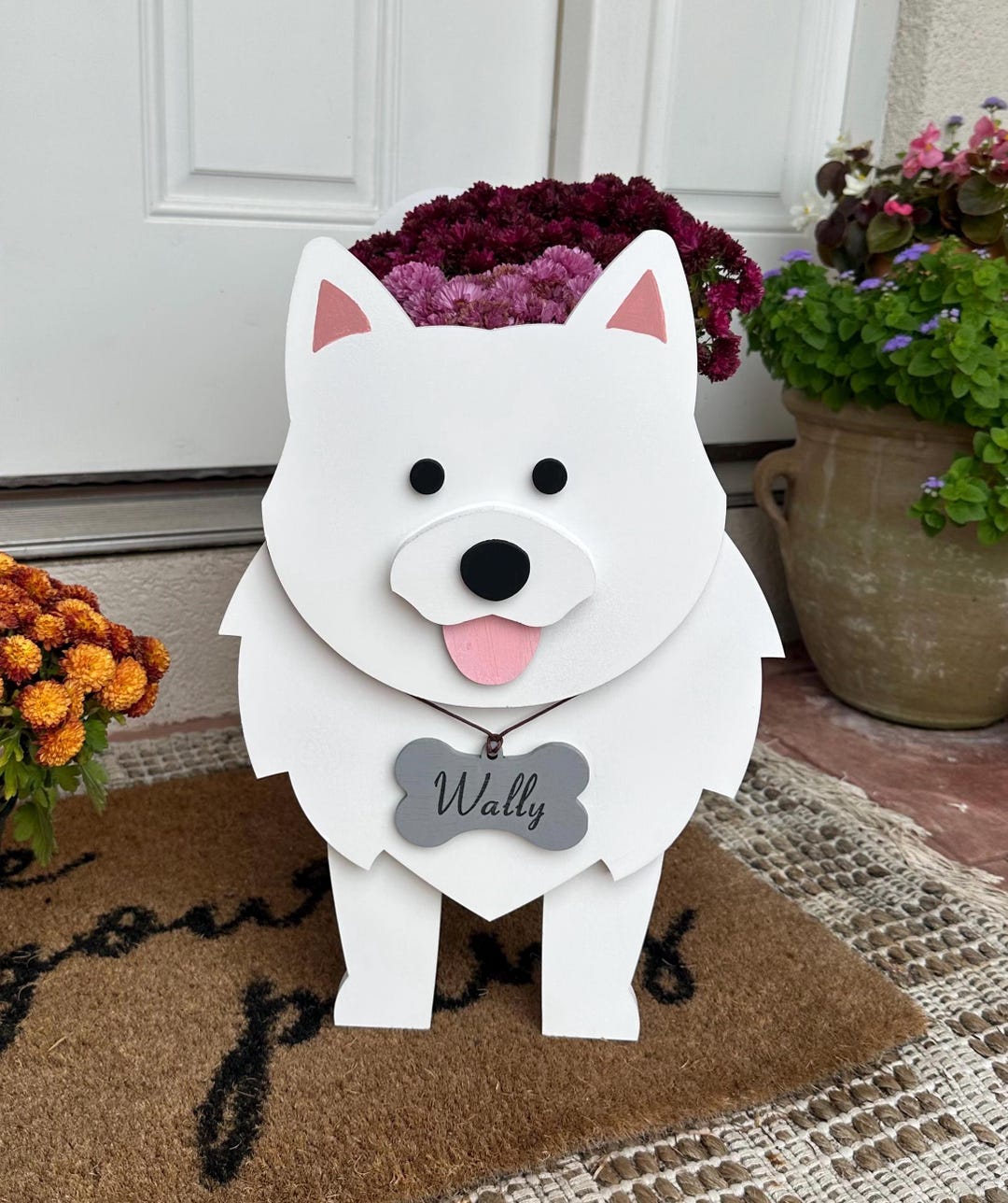 Custom Samoyed Wooden Flower Planter Box Gift Dog Planter - Etsy