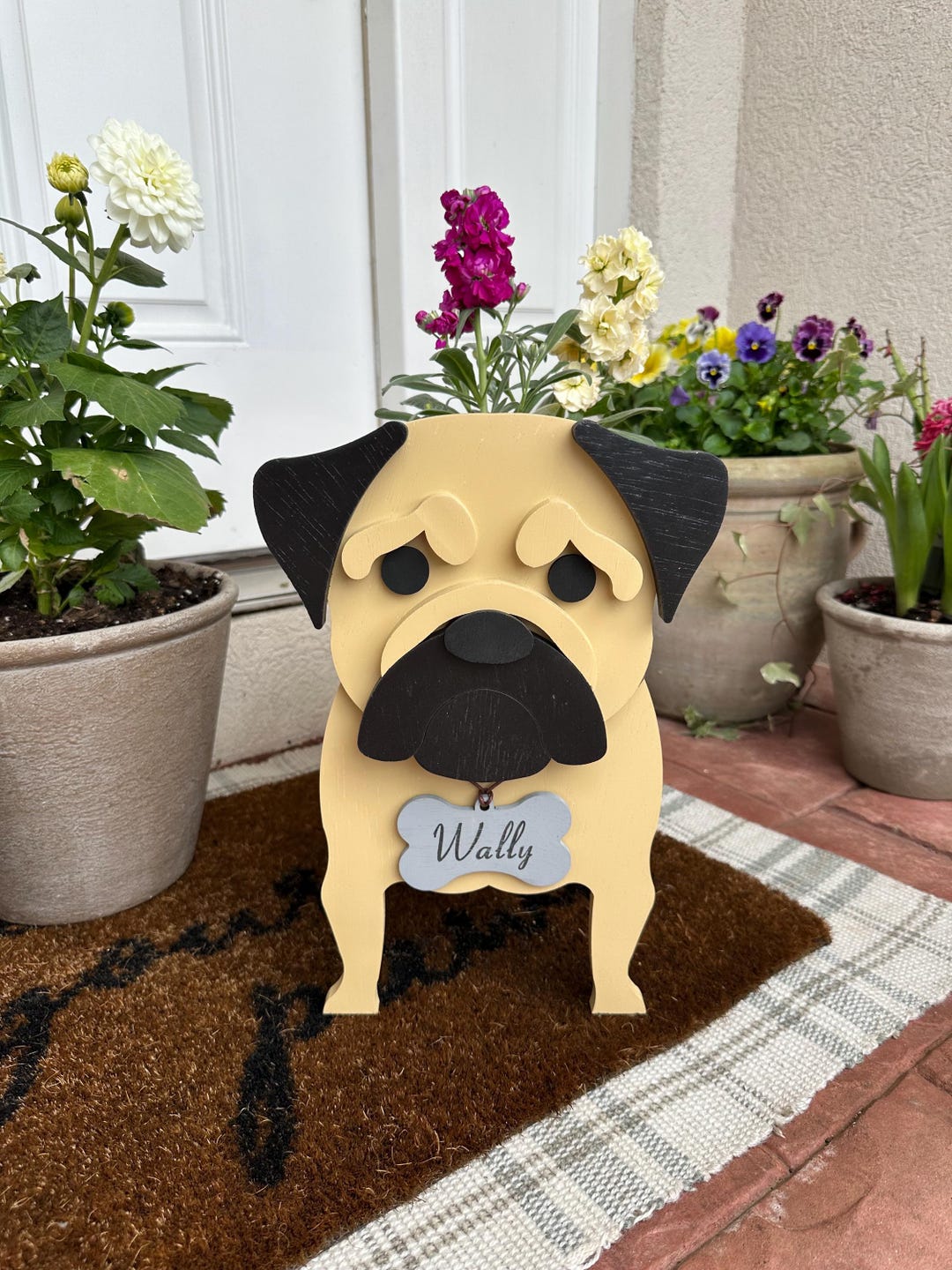 Pug Wooden Flower Planter Box Gift Dog Planter - Etsy