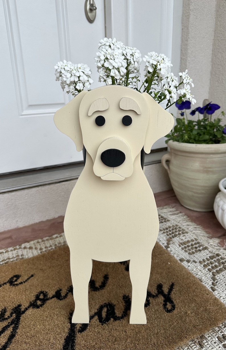 Labrador Wooden Flower Planter Box Gift Dog Planter Handmade Made in ...