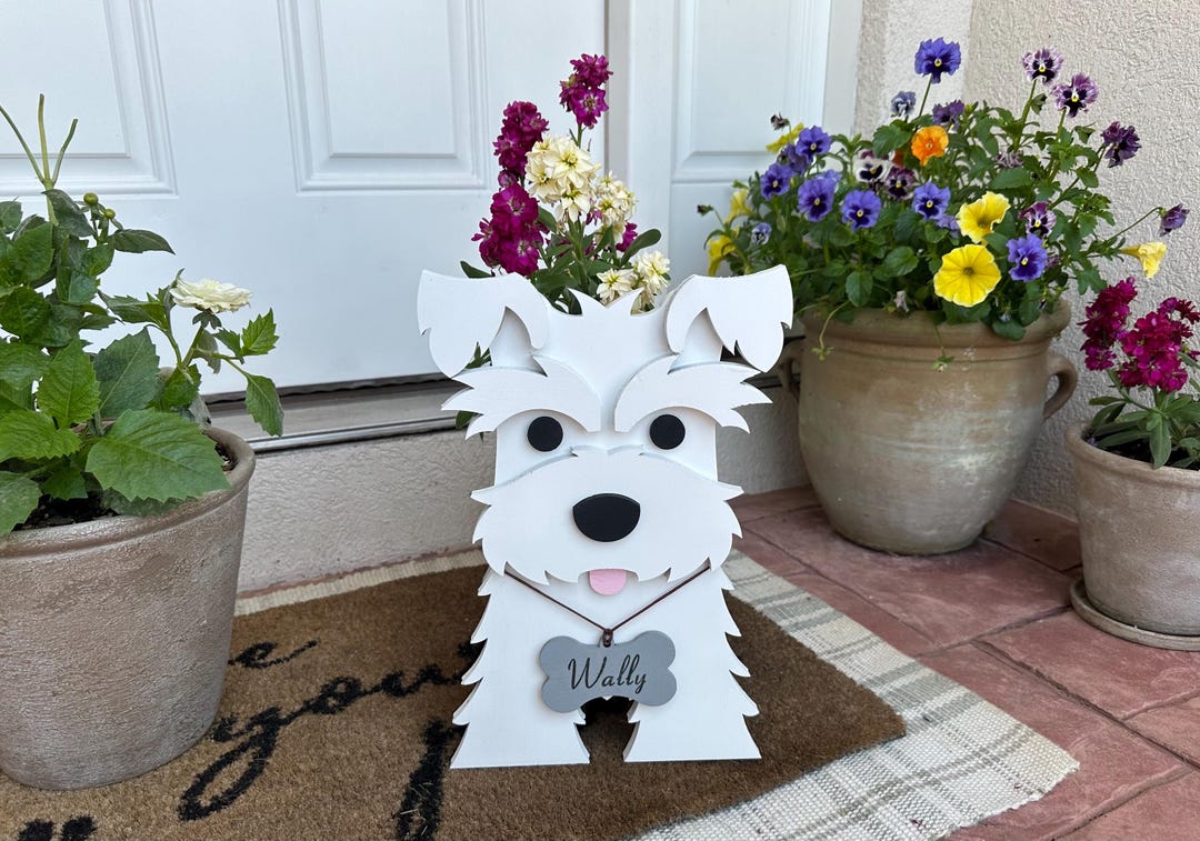 Schnauzer Wooden Flower Planter Box Gift Dog Planter - Etsy