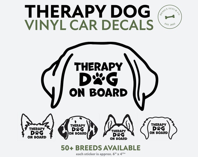 Therapy Dog Vinyl Car Decals - Etsy