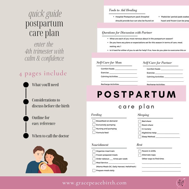 Postpartum Care Plan Quick Guide Postpartum Essentials - Etsy