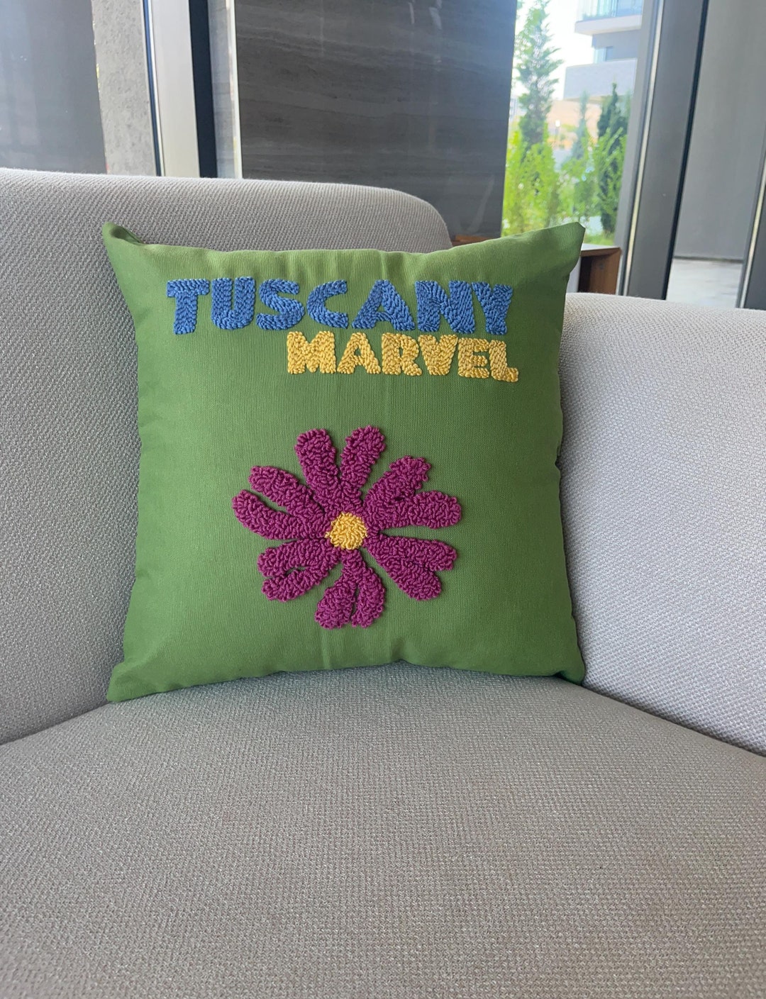 TUSCANY, Punch Needle Pillow, Punch Pillow, Decorative Pillow, Bohemian ...