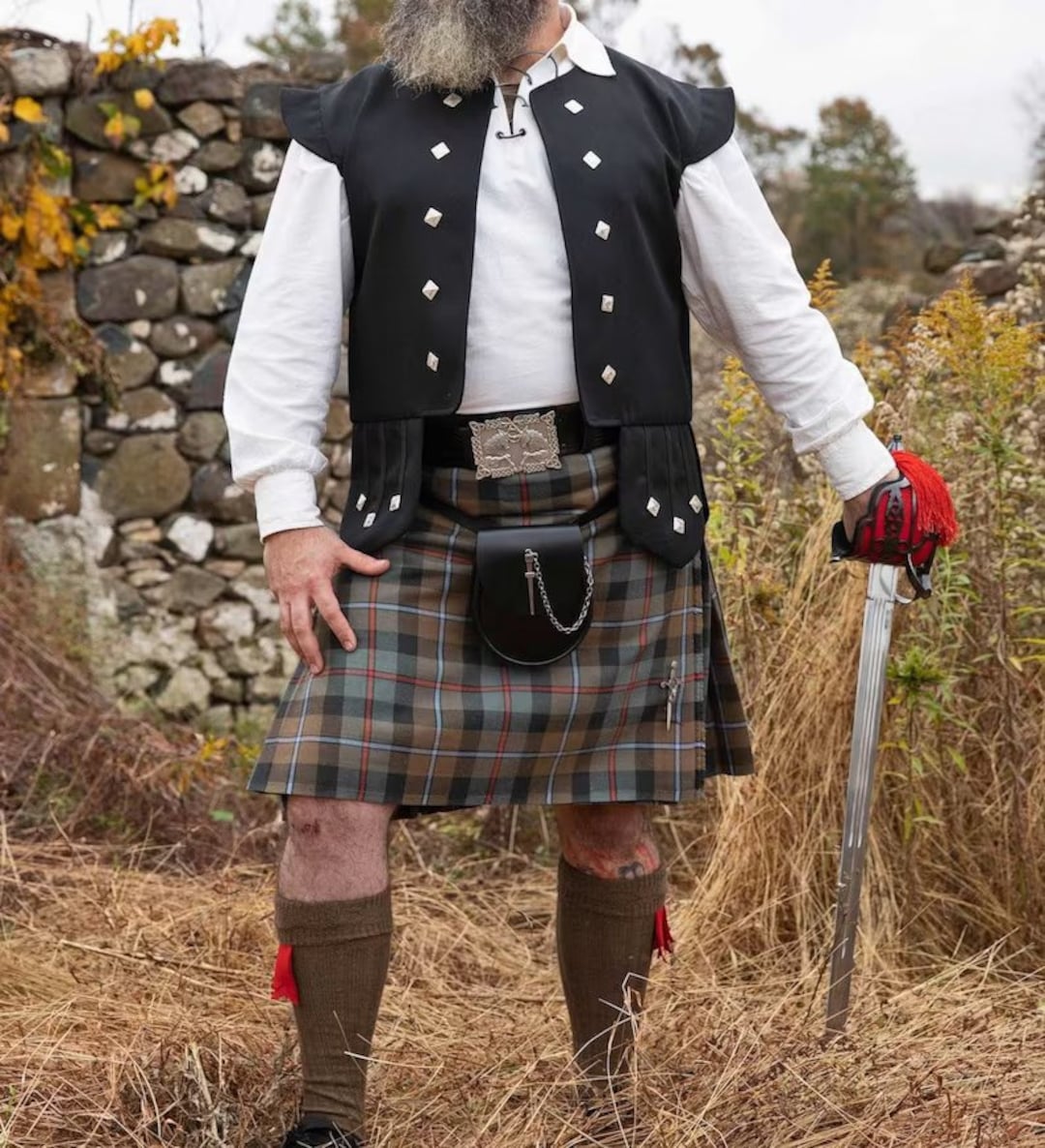 Scottish Traditional Black Jacobite Kilt Vest Chieftain - Etsy