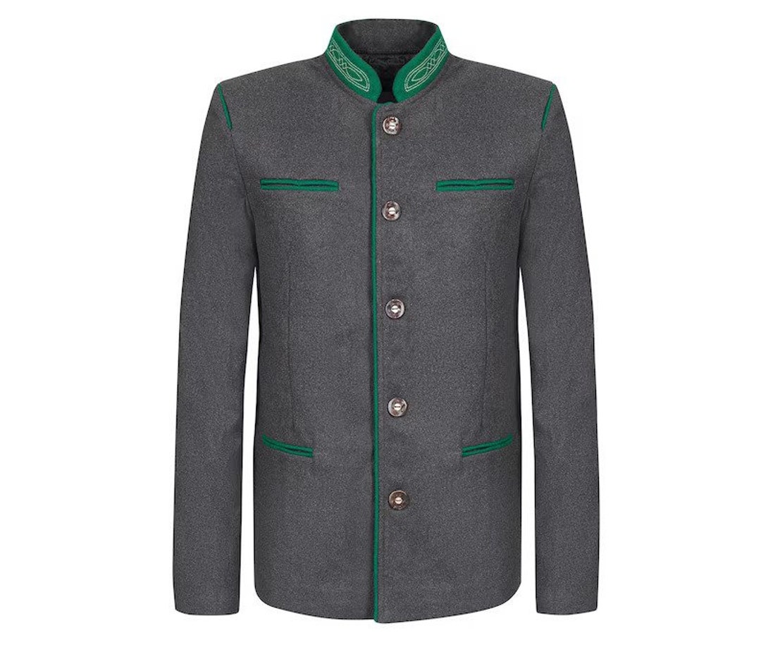 Men's Gray Trachten Jacket Handmade German Bavarian Jacket Traditional ...