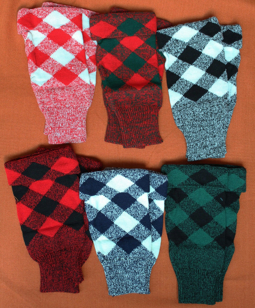Scottish Kilt DICED HOSE TOPS Highland Acrylic Wool Red Black / Tartan Scottish Footless Socks ...