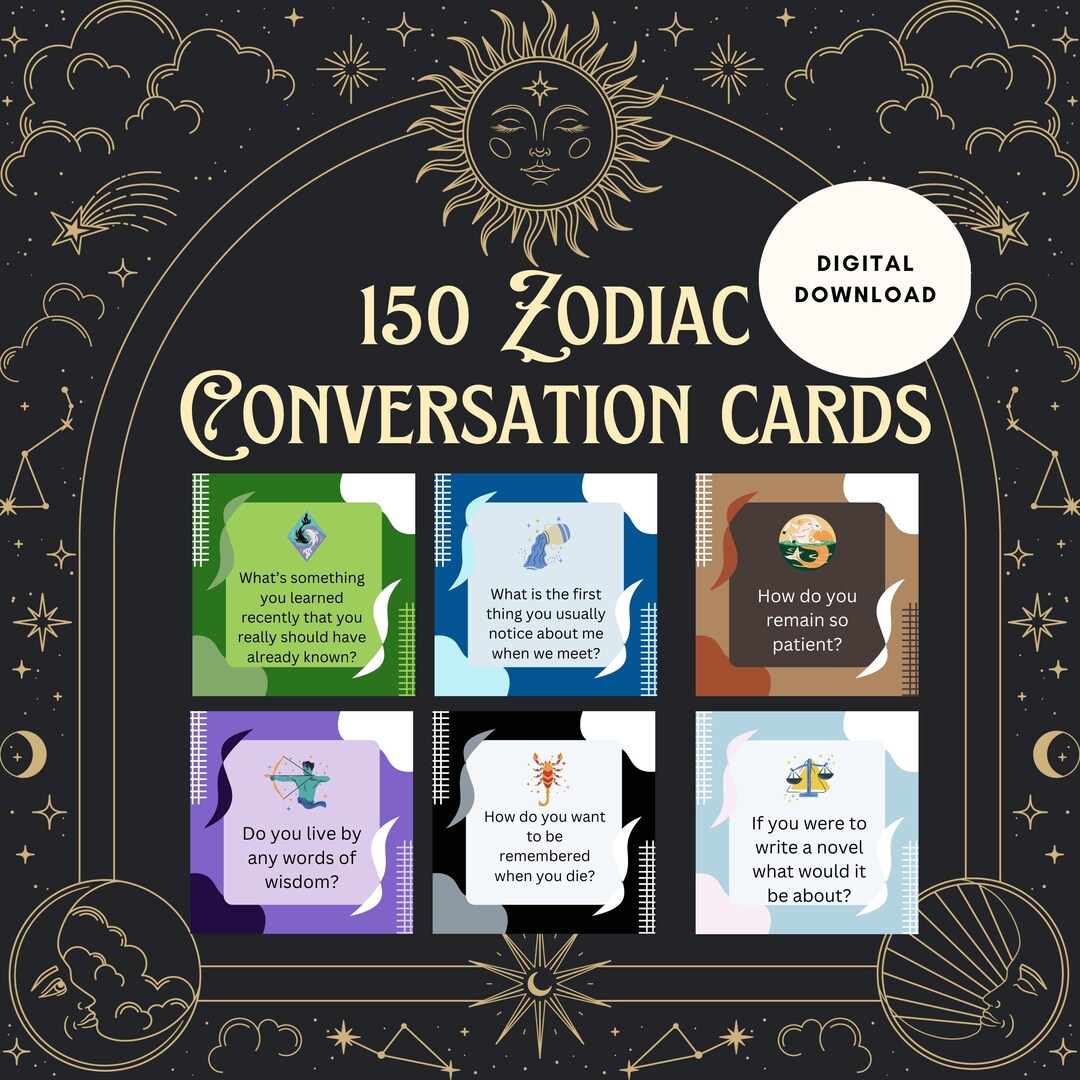 Printable Conversation Cards, Astrology Conversation Starters, Zodiac ...