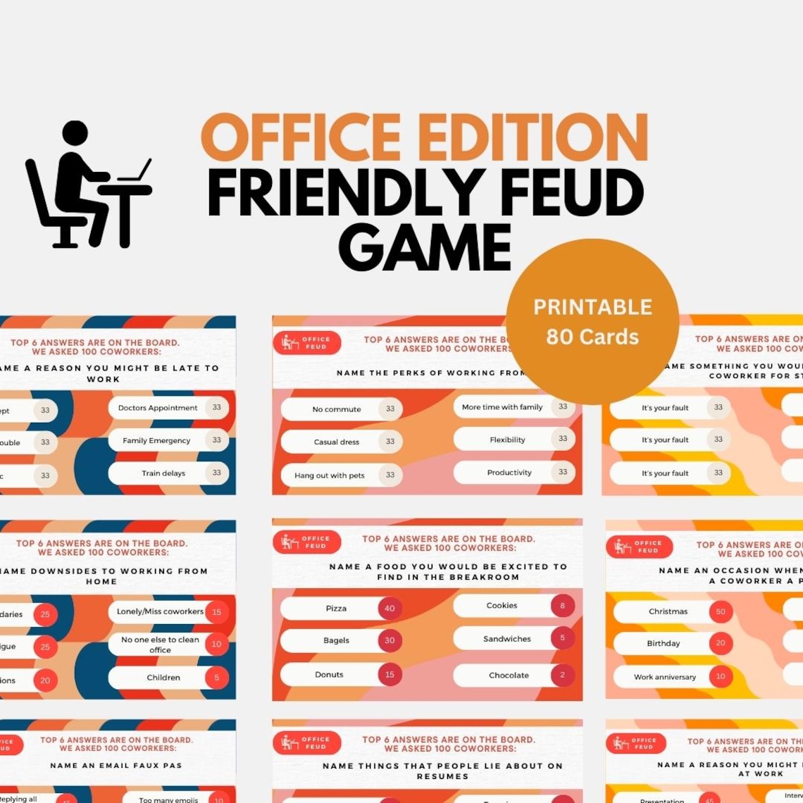 Office Friendly Feud Game, Office Games, Office Party Game, Work Party ...