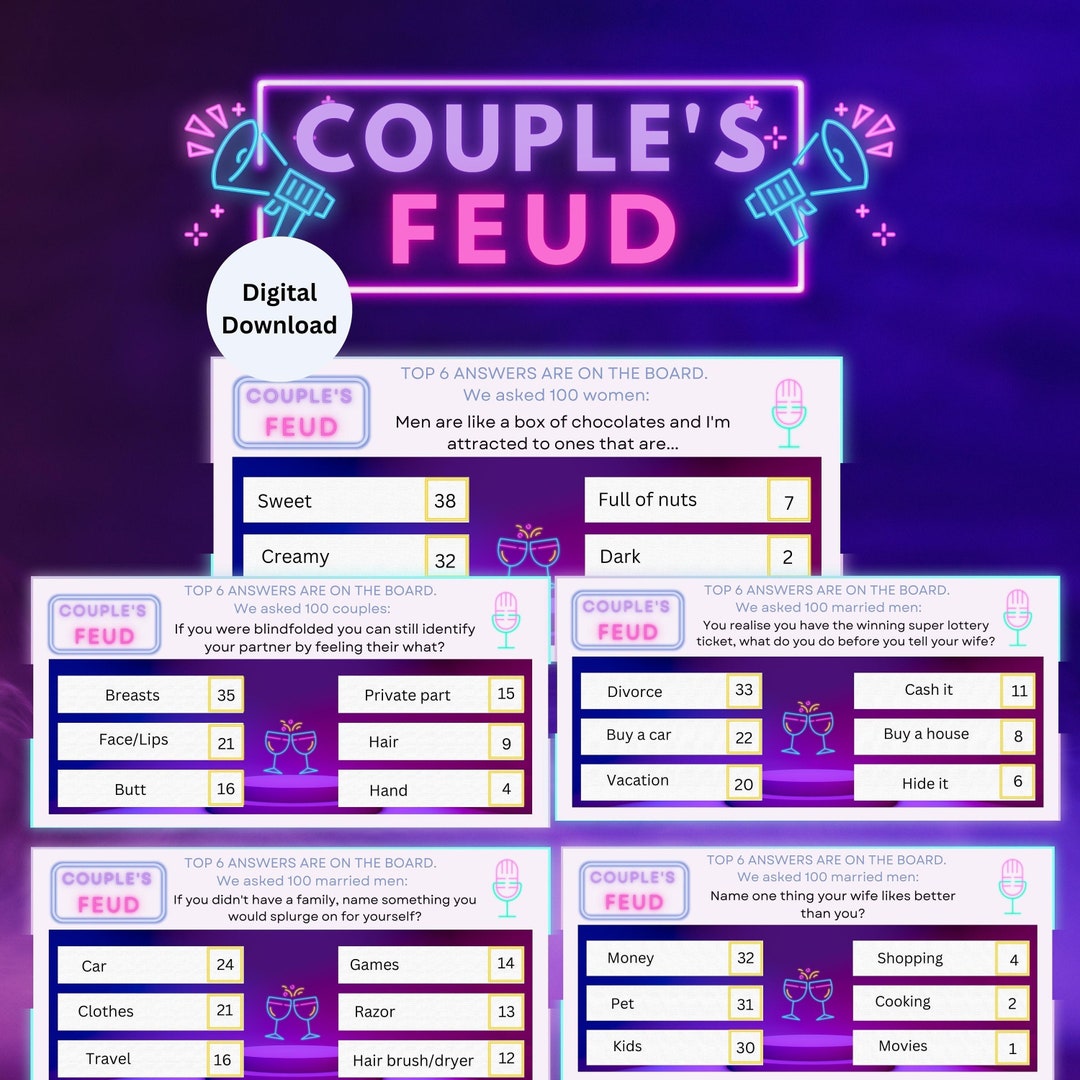 Printable Couple Feud, Family Feud, Game Night, Date Night Games ...