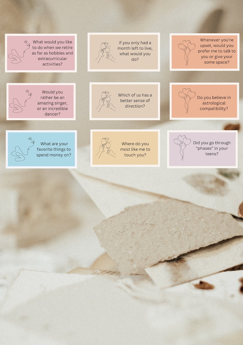Couple Conversation Starter Cards: 100 Relationship Questions (digital ...