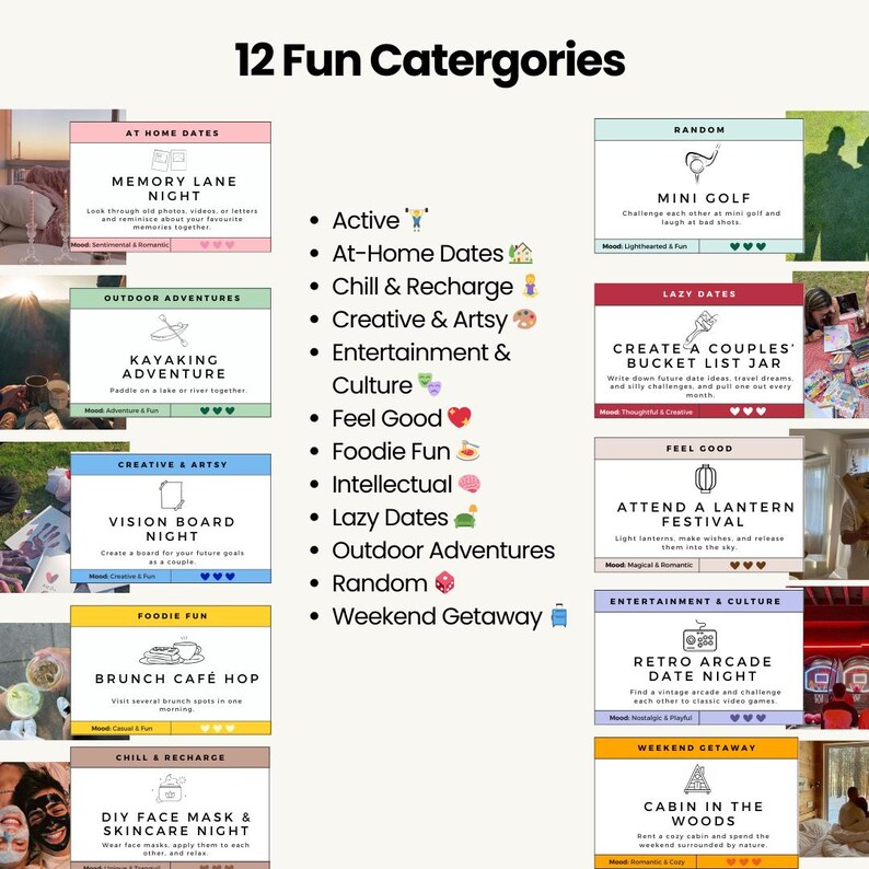 Printable Date Night Ideas: 100 Couple Activities (PDF) - Etsy
