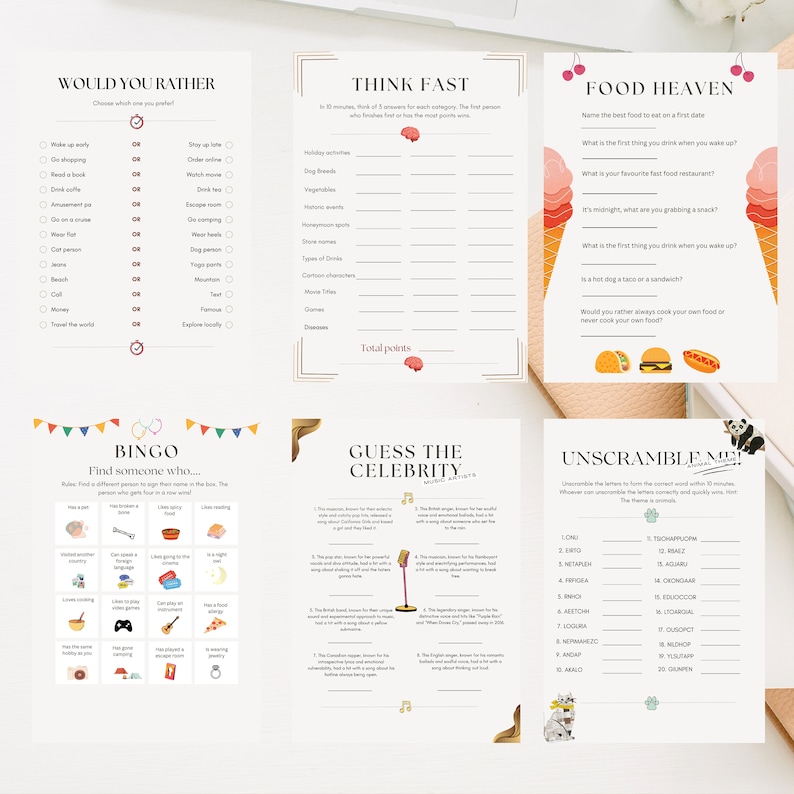 Printable Icebreaker Games Bundle: 15 Fun Party Games (digital Download ...