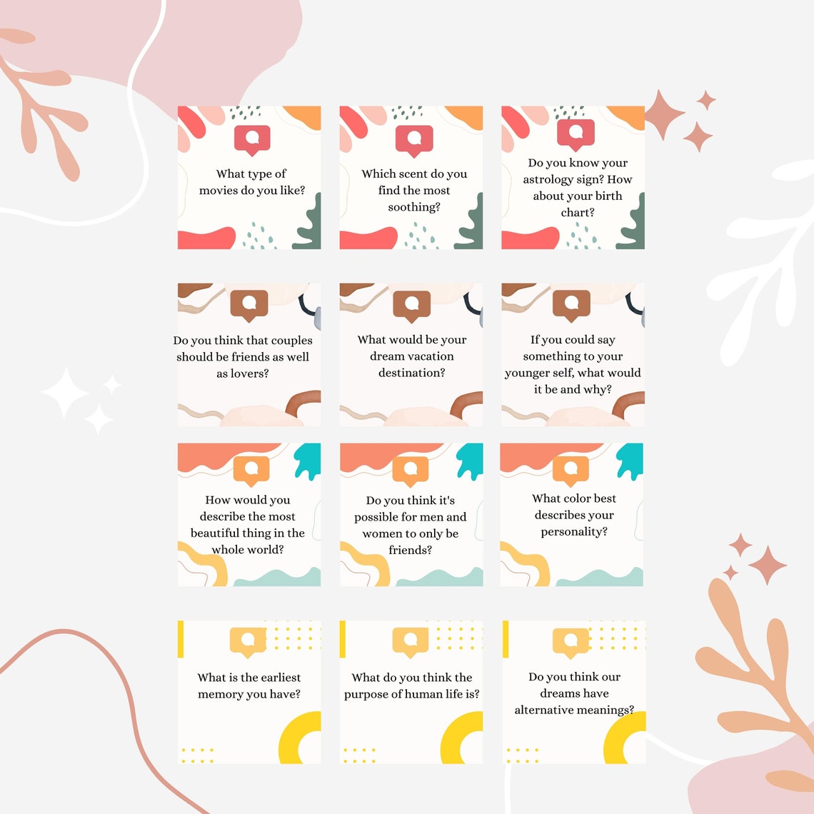 Printable Conversation Starters Cards, Table Talk Conversations ...