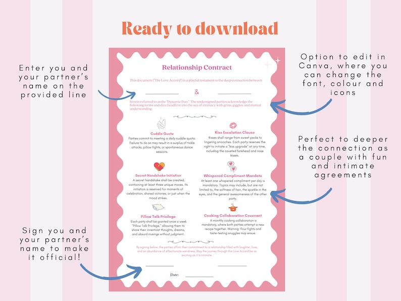 Funny Relationship Contract: Editable Couple Gift (PDF) - Etsy