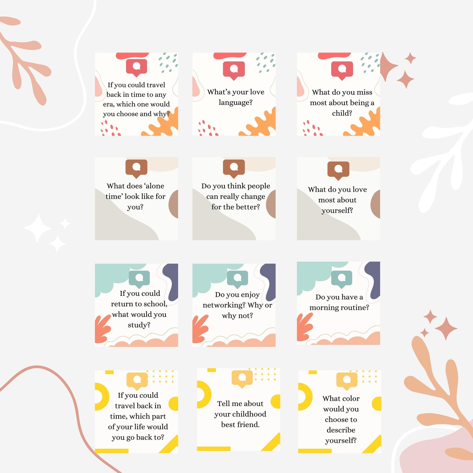Printable Conversation Starter Cards: 105 Topics (PDF Download) - Etsy