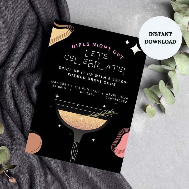 Editable Girls Night Out Invitation, Printable Girls Night Out, Canva ...