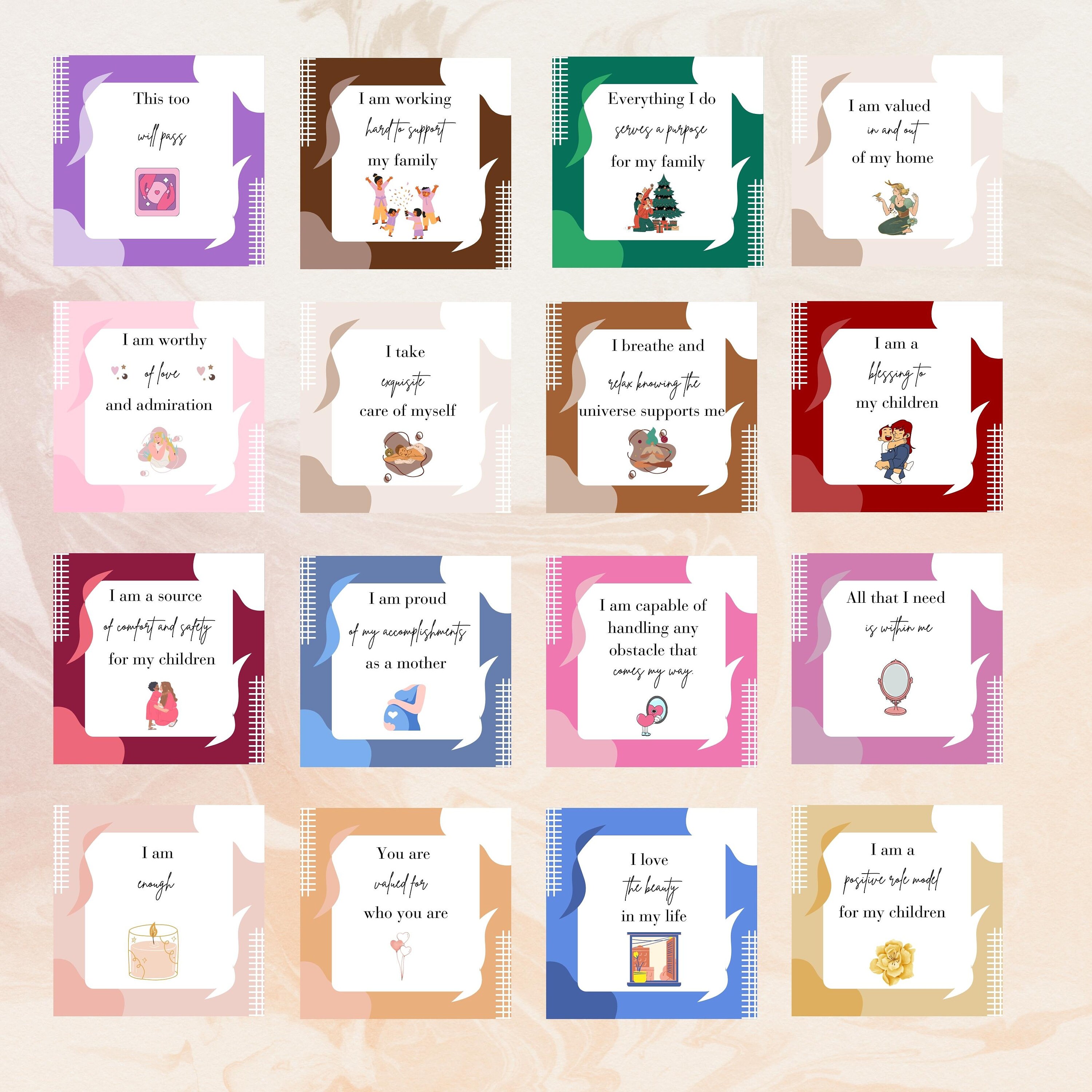 Printable Motherhood Affirmation Cards, Motherhood Quotes, Positive ...