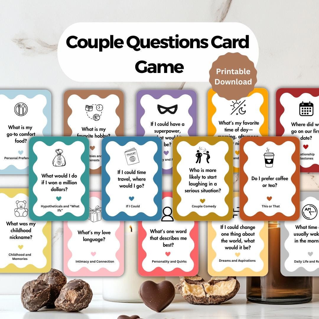 Couple Conversation Starter Cards: Relationship Game (digital Download ...