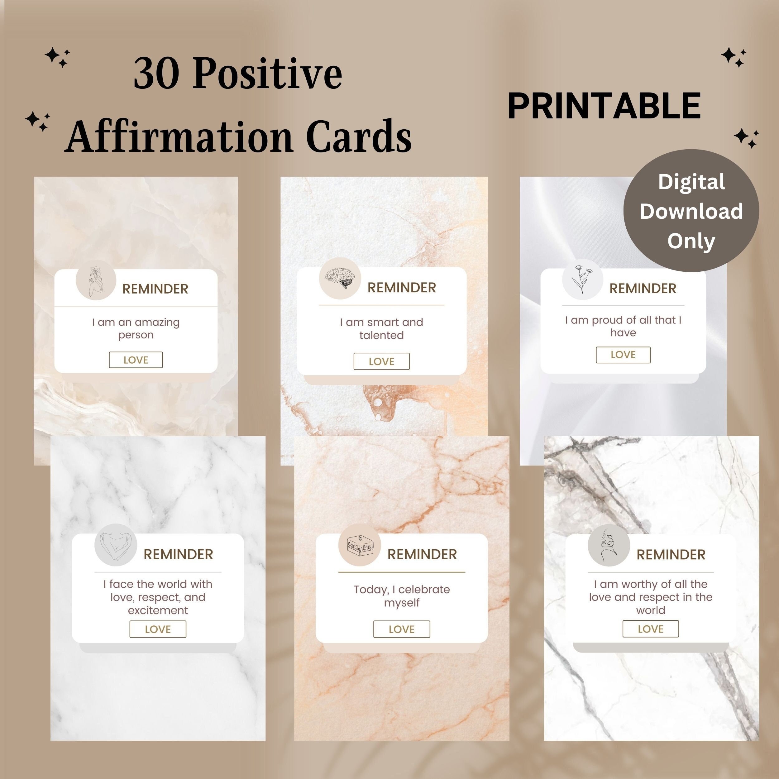 Positive Affirmation Cards, Printable Cards, Motivational, Self-care ...