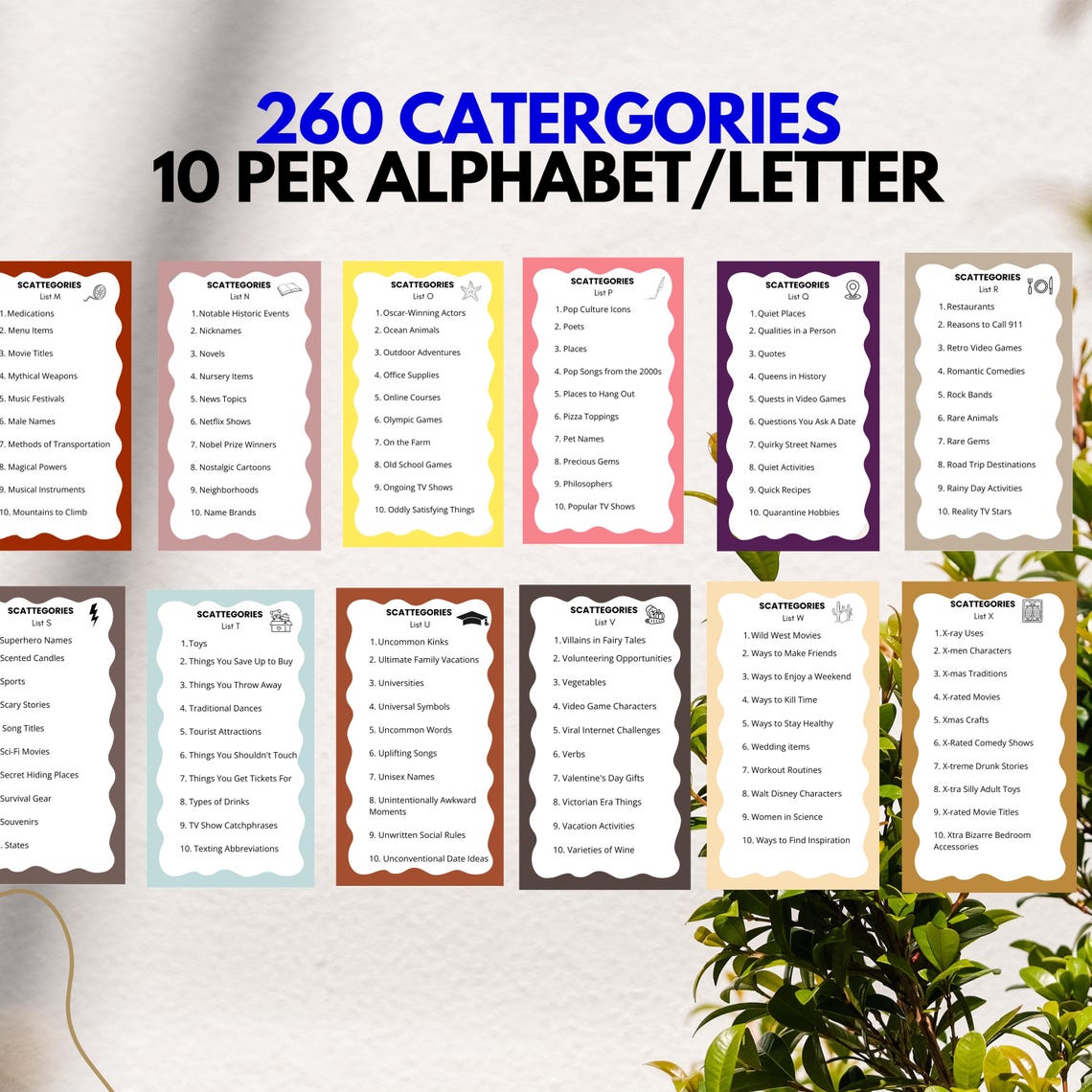 A-Z Scattergories Game: Adult Party Edition (printable) - Etsy