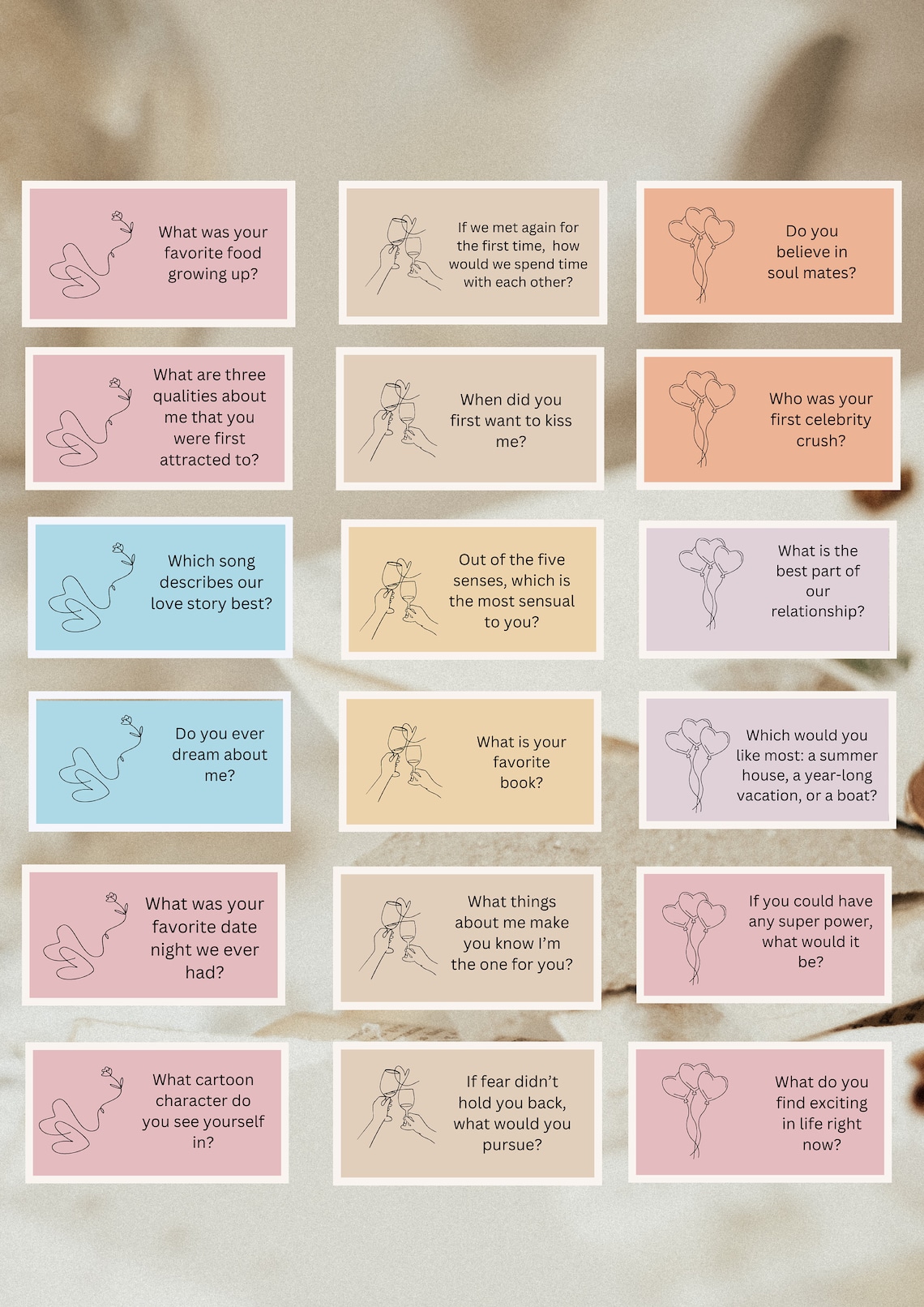 Printable Couple Questions Cards , Couple Conversation Cards ...