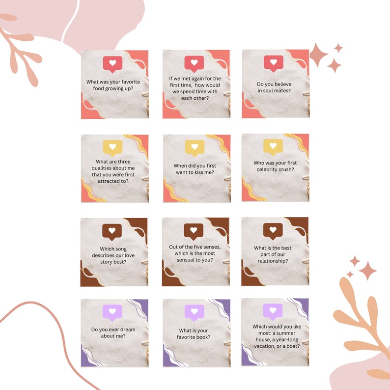 Couple Conversation Starter Cards: 100 Questions (digital Download) - Etsy