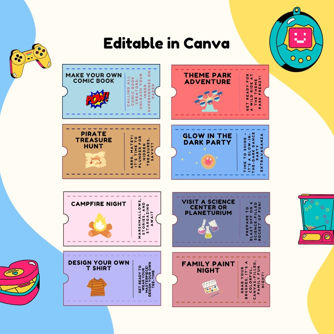 Printable Kids Reward Coupons: Editable Birthday Gift (digital Download ...