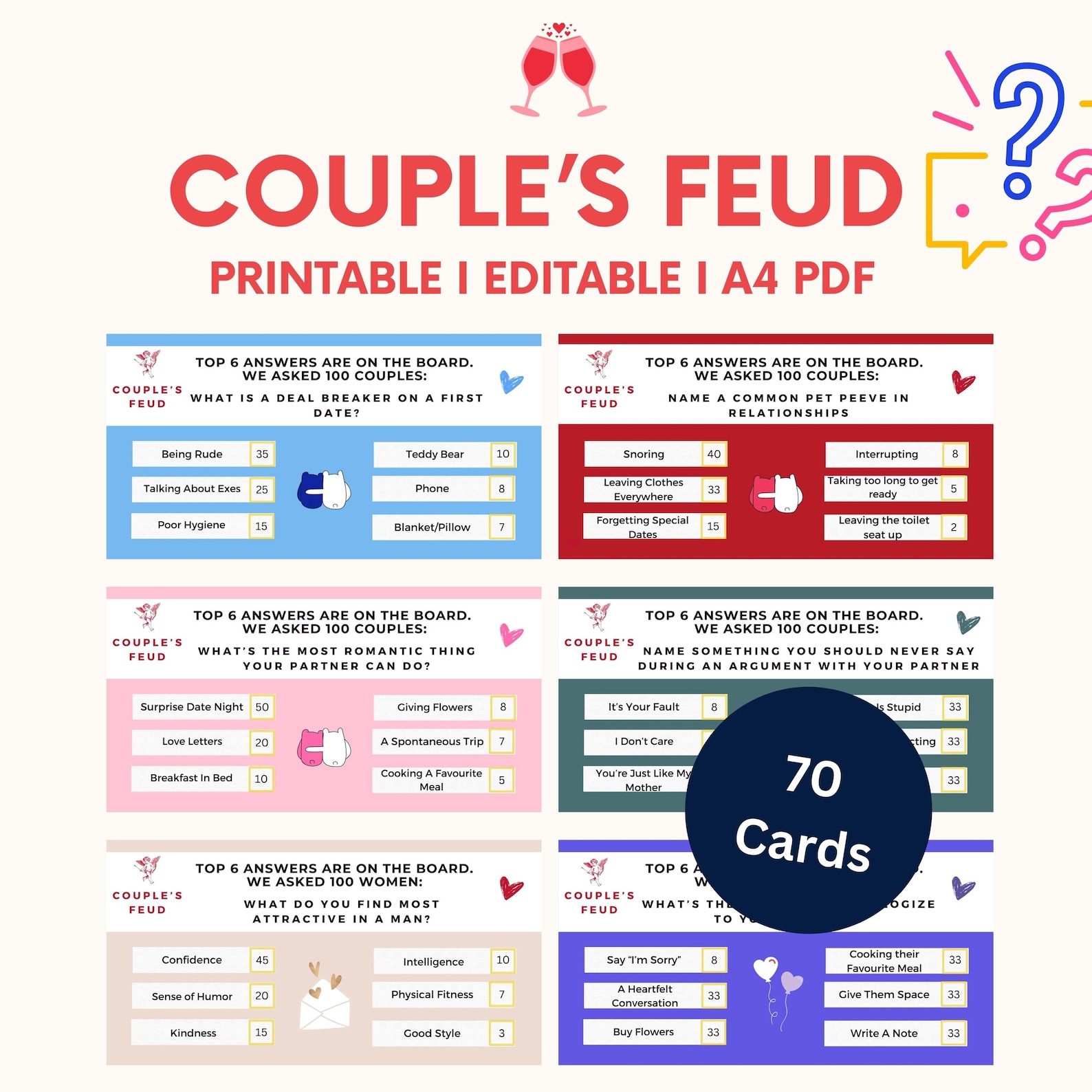 Couples Feud Game: Printable Date Night Trivia (PDF) - Etsy