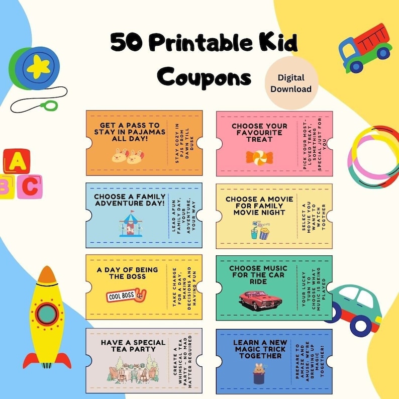 Printable Kids Reward Coupons: Editable Birthday Gift (digital Download ...