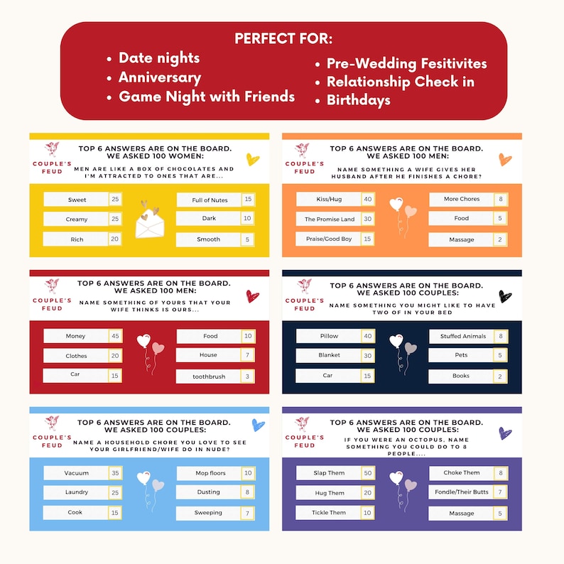 Couples Feud Game: Printable Date Night Trivia (PDF) - Etsy
