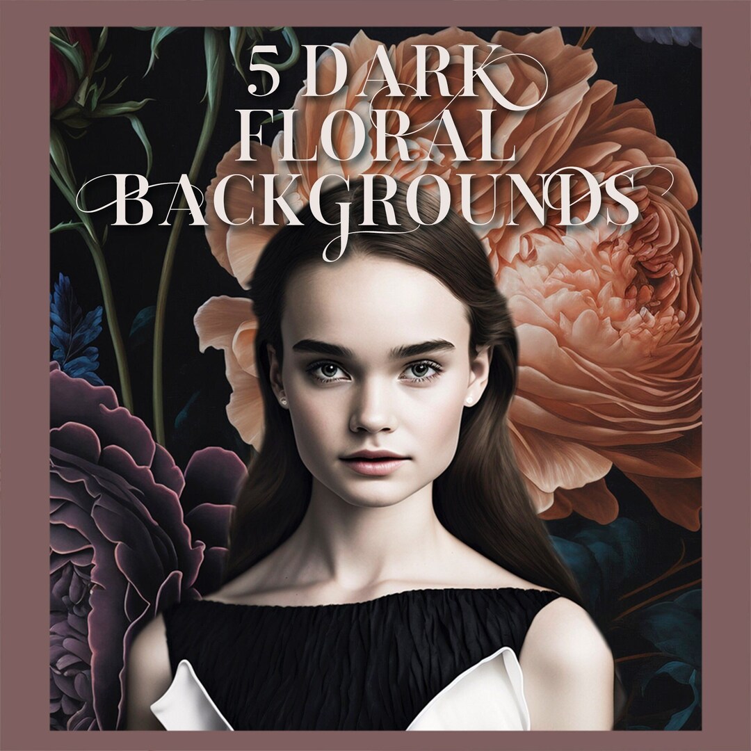 Instant Download Portrait Backdrops - 5 Dark Floral Backgrounds for ...