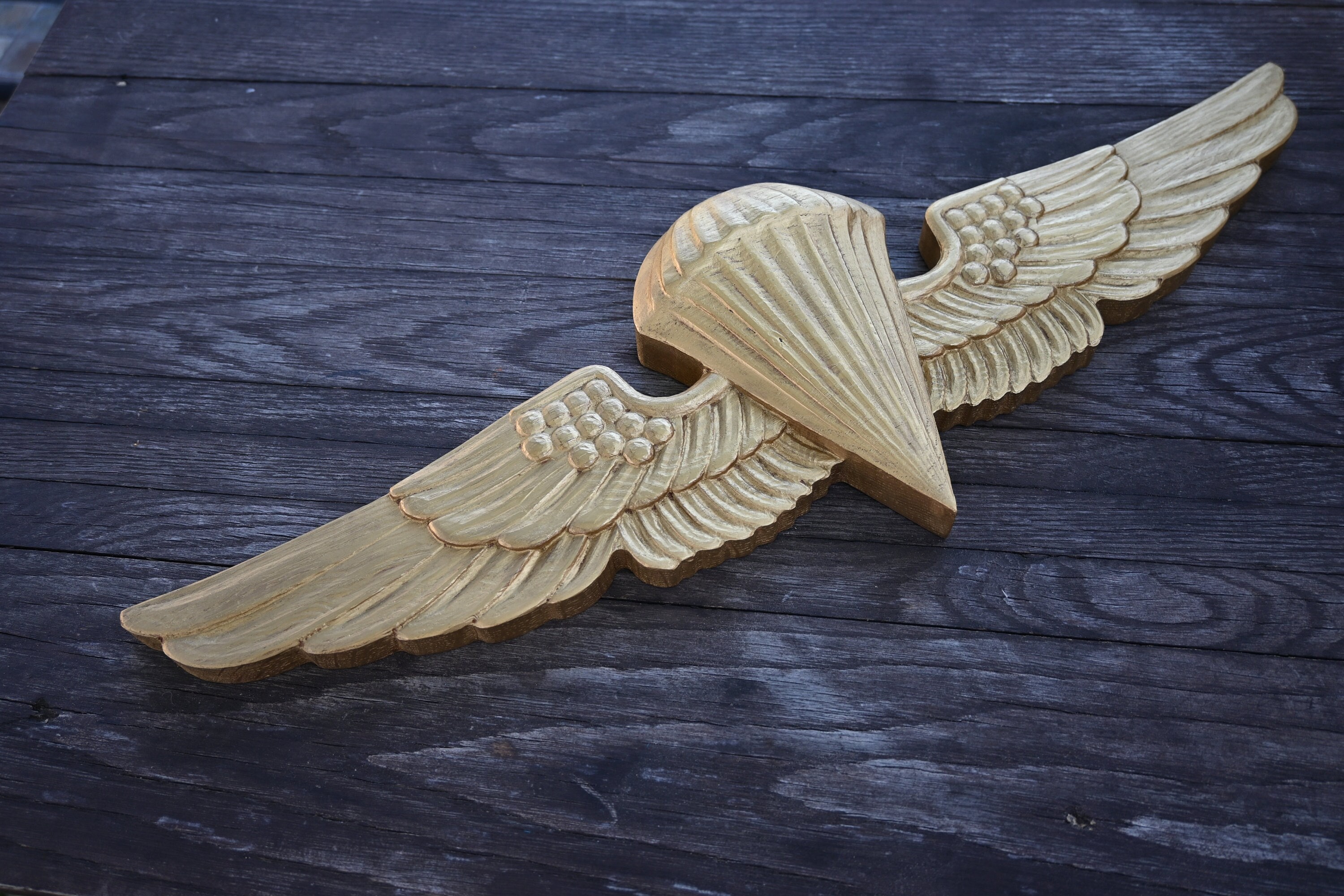 24" Navy and Marine Corps Parachutist Insignia in Red Oak, Wall Hanging ...
