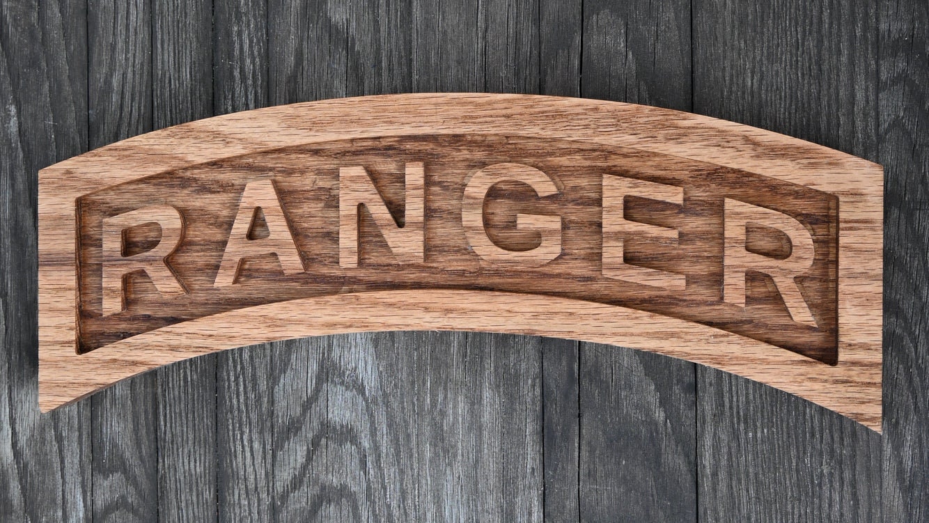 Custom Ranger Style Tab 16 Red Oak Wood Wall Hanging Personalize up to ...