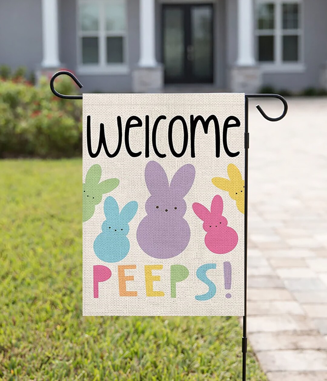 Welcome Happy Easter Peeps Garden Flag Easter Bunny Peeps - Etsy