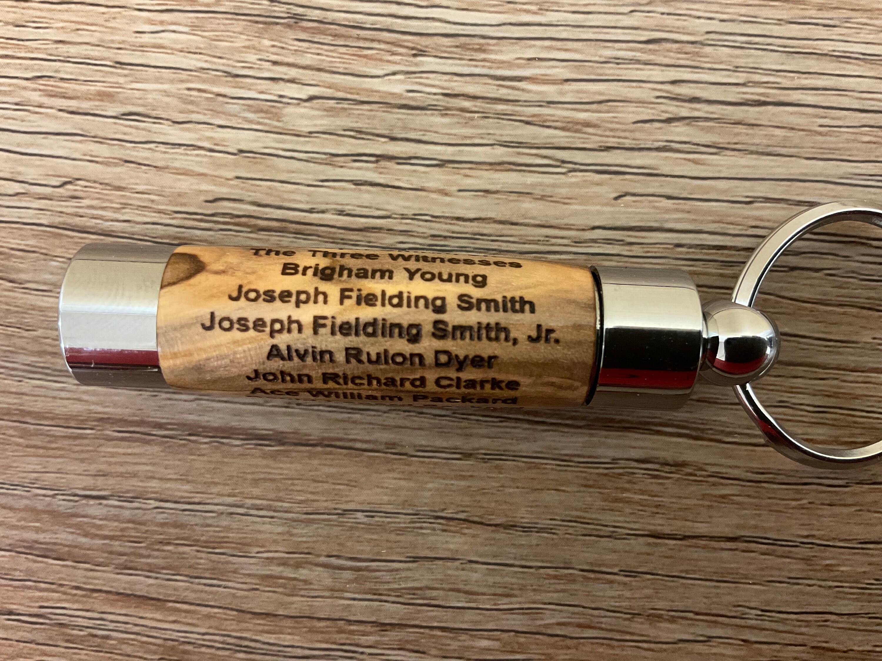 LDS Oil Vial Olive Wood From the Holy Land W/ Free Engraving of Line of ...