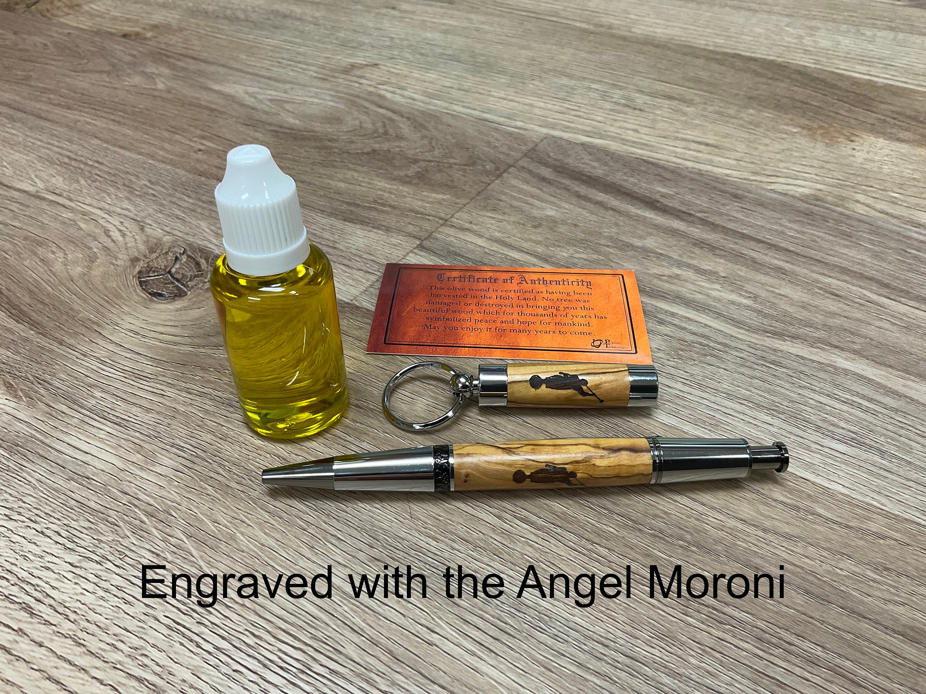 Pen and Oil Vial Set Olive Wood From the Holy Land W/ Free Engraving ...