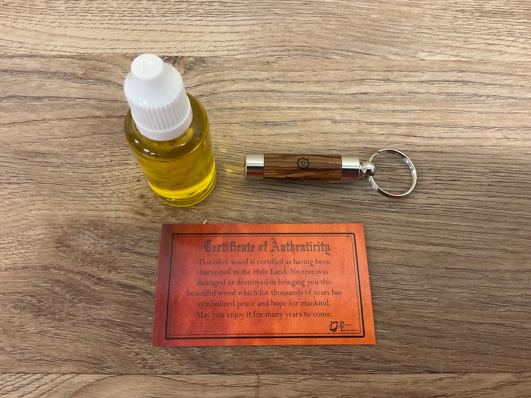 LDS Oil Vial Olive Wood From the Holy Land W/ Free Engraving of Line of ...