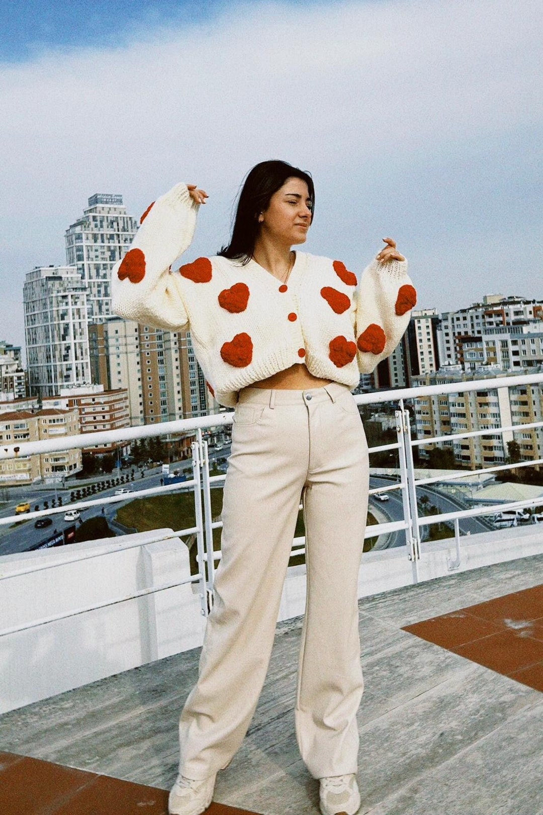 Valentines Day Giftheart Cardigan for Women,handmade Heart Pattern ...