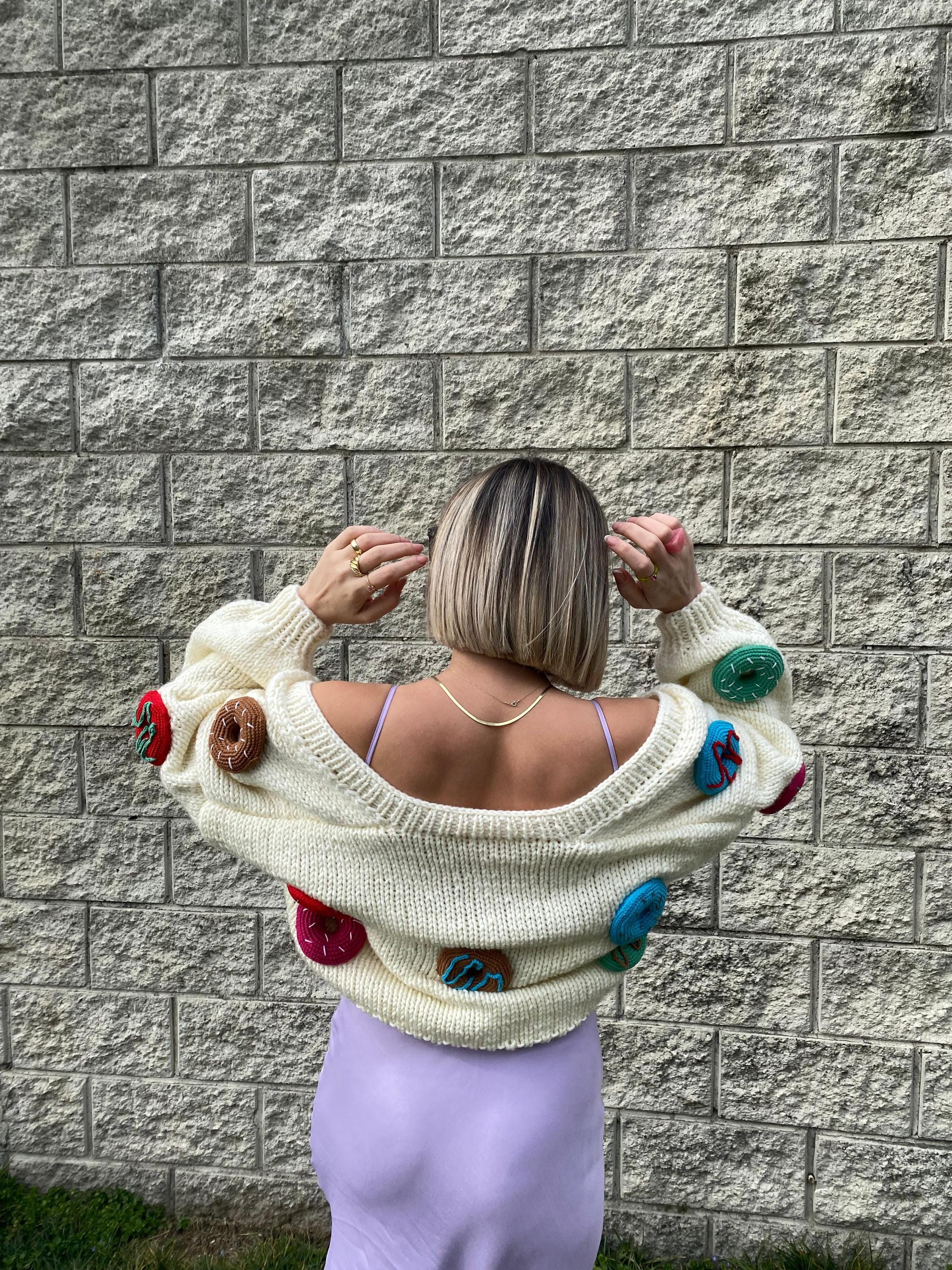 Handmade Knitted Donut Cardigan: Chunky Cropped Sweater - Etsy