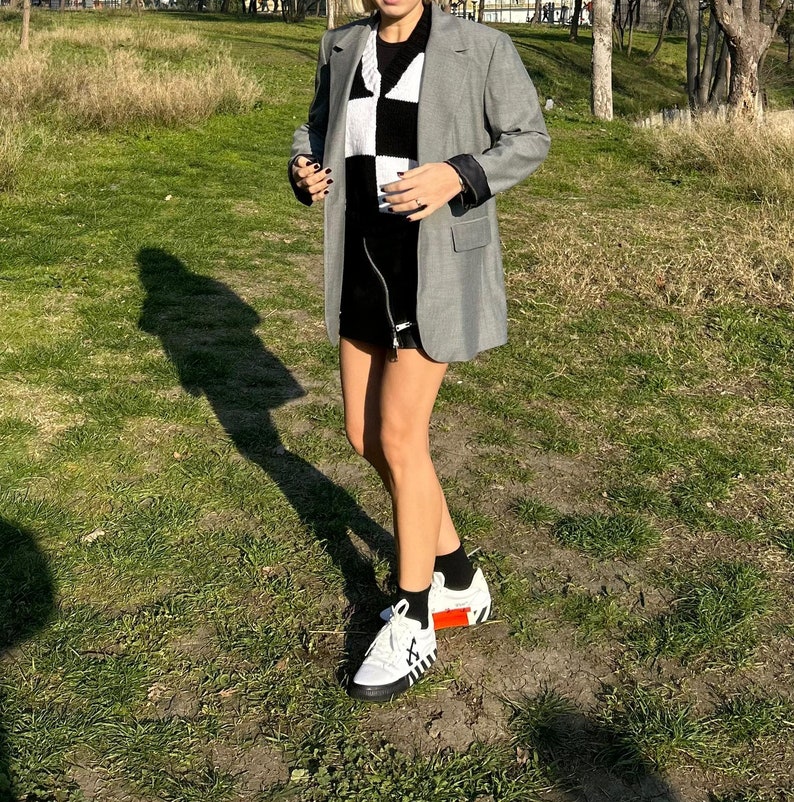 Wednesday Addams Sweater,handmade Knit Jenna Ortega West,v Neck Black ...