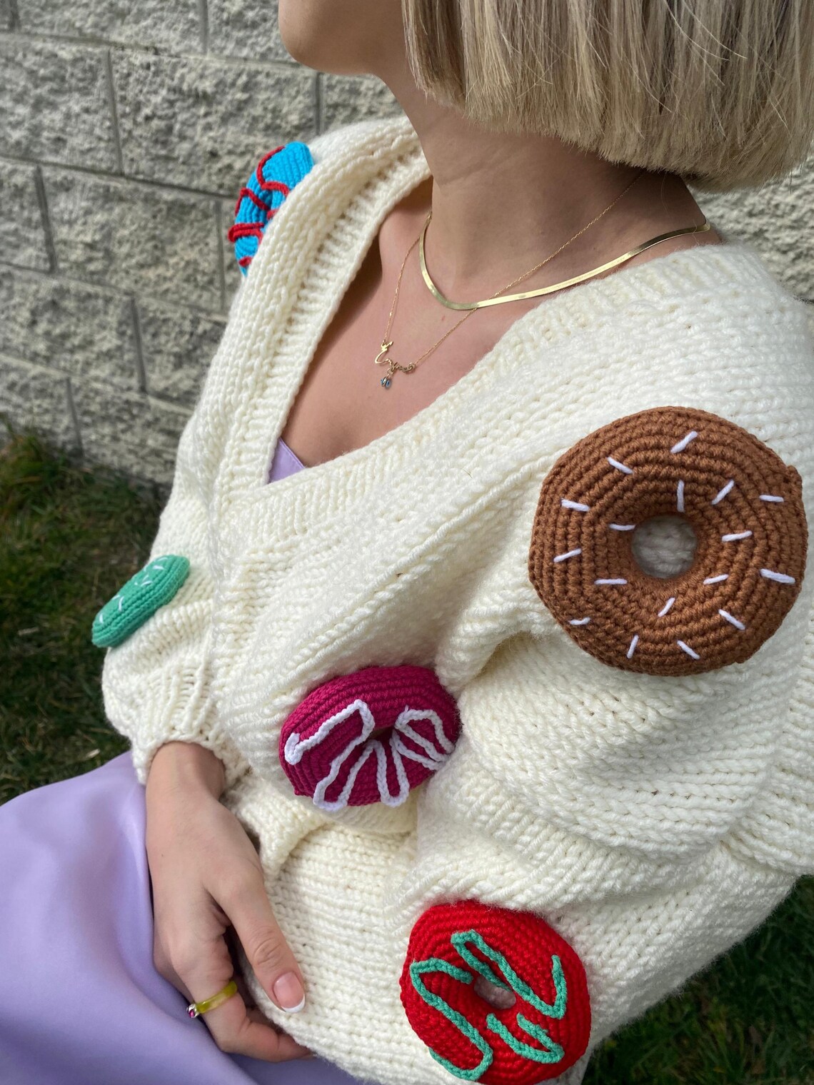 Handmade Knitted Donut Cardigan: Chunky Cropped Sweater - Etsy