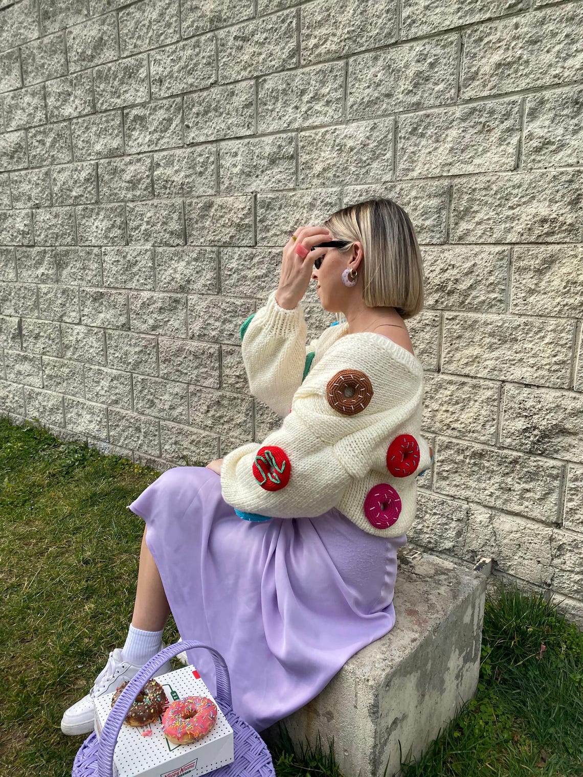Handmade Knitted Donut Cardigan: Chunky Cropped Sweater - Etsy