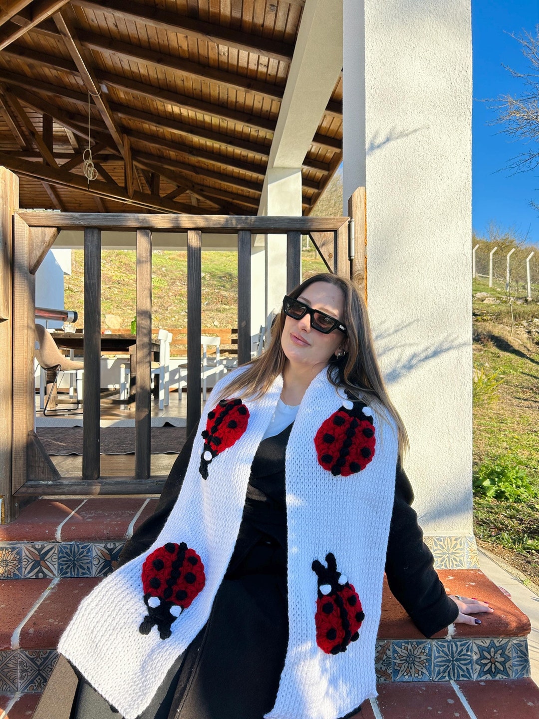 Handmade Crochet Ladybug Shawl: Cozy Insect Scarf, Fall Fashion - Etsy