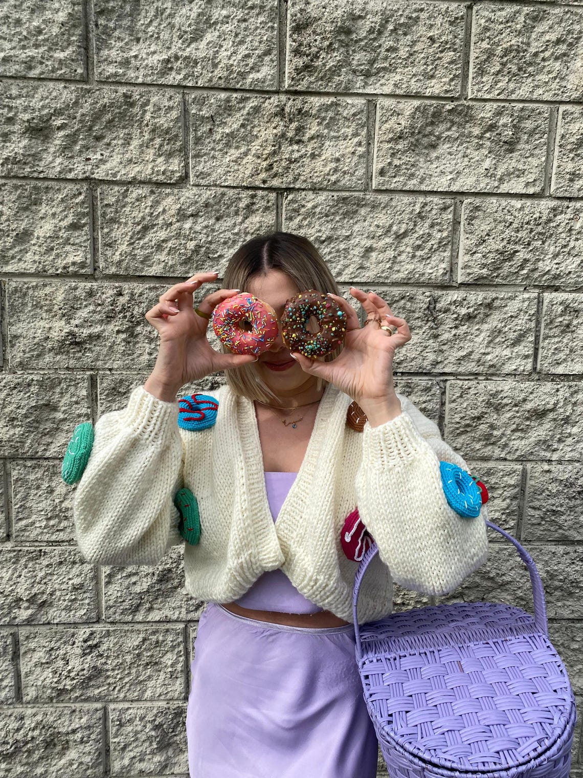 Handmade Knitted Donut Cardigan: Chunky Cropped Sweater - Etsy