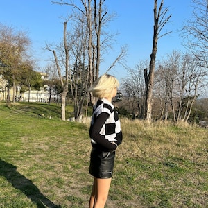 Wednesday Addams Sweater,handmade Knit Jenna Ortega West,v Neck Black ...